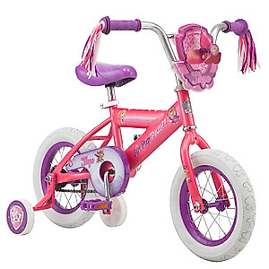 Nickelodeon Paw Patrol Kids Bike, For Boys and Girls Ages 2 to 4 Year Old or 28 to 38 Inch Tall, Paw Patrol Skye on a Pink Steel Frame and Chain Guard, Includes Training Wheels, 12-Inch Wheels