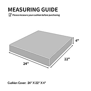 Easy-Going Waterproof Patio Cushion Covers 24x22x4 inch 2 Pack Replacement Non-Slip Outdoor Seat Cushion Slipcover with Zipper. ONLY Covers. Camel