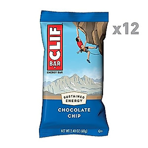 Clif Bar - Chocolate Chip - Made with Organic Oats - 10g Protein - Non-GMO - Plant Based - Energy Bars - 2.4 oz. (12 Pack)