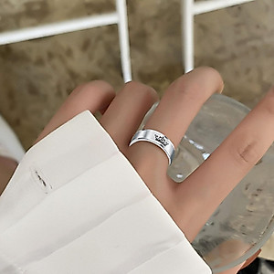 AluoWang King Queen Rings for Couples Set Promise Rings for Him and Her Customizable Matching Wedding Rings for Couples Engagement Rings Black Blue Valentine's Jewelry Gift (Silver Prince Princess)