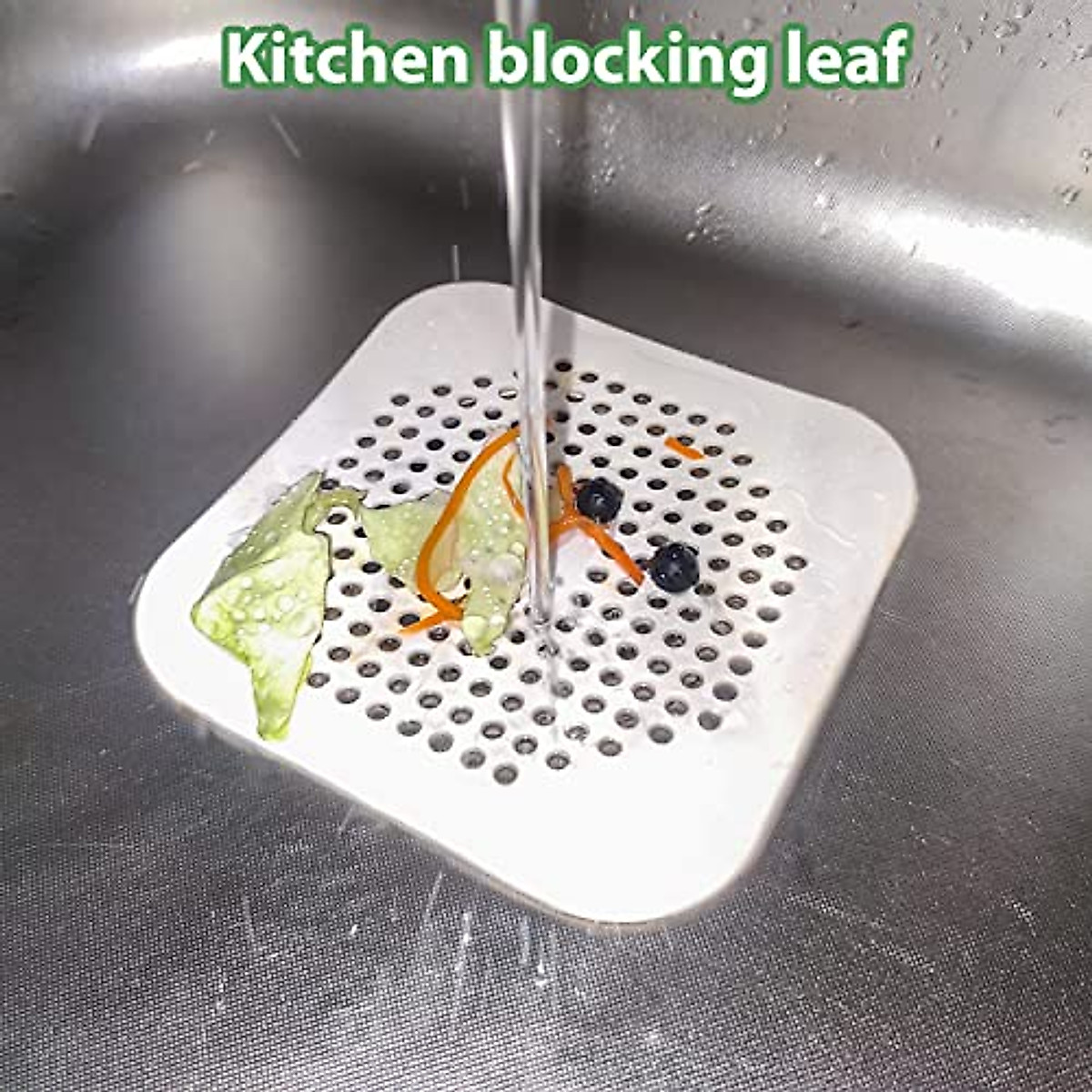 AG COMPANY 1 Pc white Rubber Silicone Square Sink Strainer Bathroom – Best Protection Flat Strainer Stopper with Suction Cups - Filter Shower Drain Cover Stall - Bathtub Hair Catcher Drain Covers.