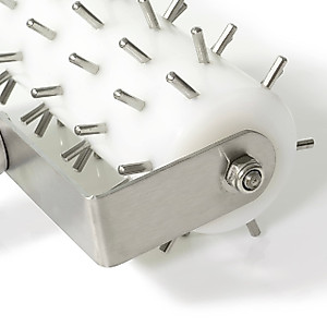 Benison-NY Dough Docker Roller - Professional Kitchen Quality, Heavy-Duty, Stainless Steel, White, Pin Puncher Pricker for Pizza Cookie Pastry Pie, Small Medium