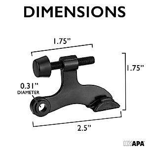 Ilyapa 6 Pack Matte Black Hinge Pin Door Stops - Heavy Duty Adjustable Stopper 2-1/2" x 1-3/4”, Door Stopper Wall Protector with Black Rubber Bumper Tips, Hinge Door Stop, Hinge Pin Door Stop 6 Pack