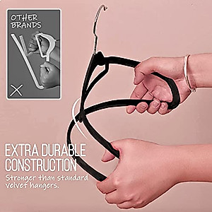 SPORWLIK Premium Velvet Hangers with Tie Bar, Suit Hangers Non-Slip Space Saving Coat Hanger Ultra Thin，Clothes Hangers 360° Swivel Hook for Suit, Shirt Dress & Trouser (Pack of 50)