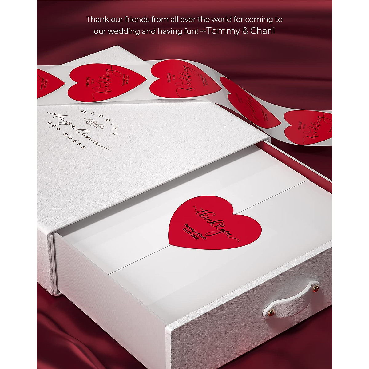 MUNBYN 3" Heart Thermal Stickers, Heart-Shaped Adhesive Sticker Labels, Red Love Thermal Labels for Gift, Wedding, Anniversary, Valentine's Day, Small Business 400 Labels/Roll