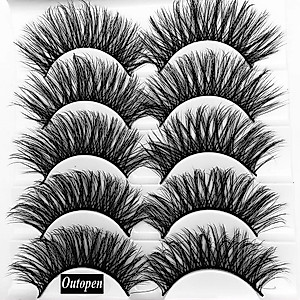 outopen 3D Mink Lashes Natural Wispy False Eyelashes 15mm Fluffy Long Eye Lashes Eye Makeup Tools 5 Pairs Pack(Q1 | 13-15MM)