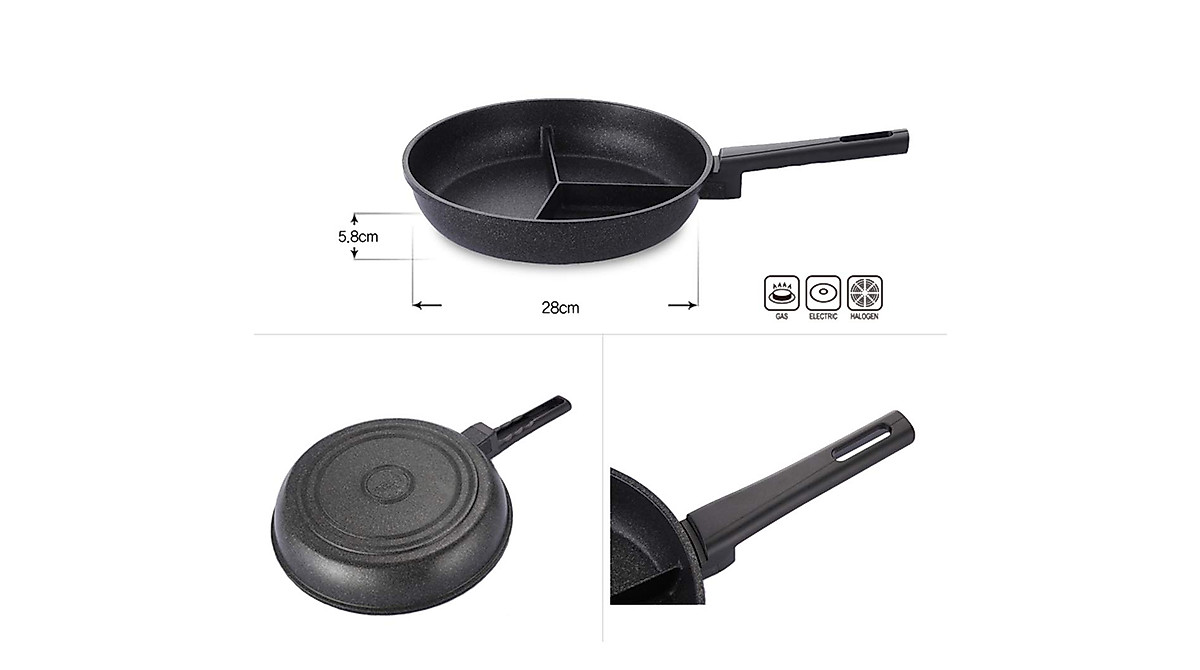 Kitchen Flower 28cm Non-Stick 3 Divider Frying Pan