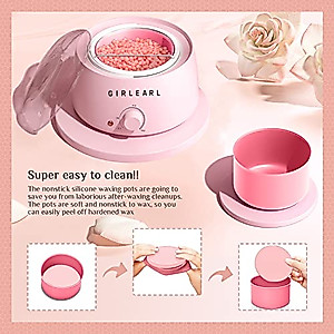 Waxing Kit for Women and Men, GIRLEARLE Wax Warmer Hair Removal at Home with Beads, Multiple Formulas Target Different Types of Sensitive Skin Body, Brazilian Bikini, Eyebrow, Facial
