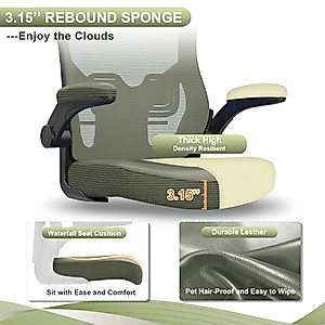 CYKOV Office Chair, High Back Desk Chair Adjustable Height and Ergonomic Design Home Office Computer Chair Executive Lumbar Support Padded Flip-up Armrest Swivel Task Chair