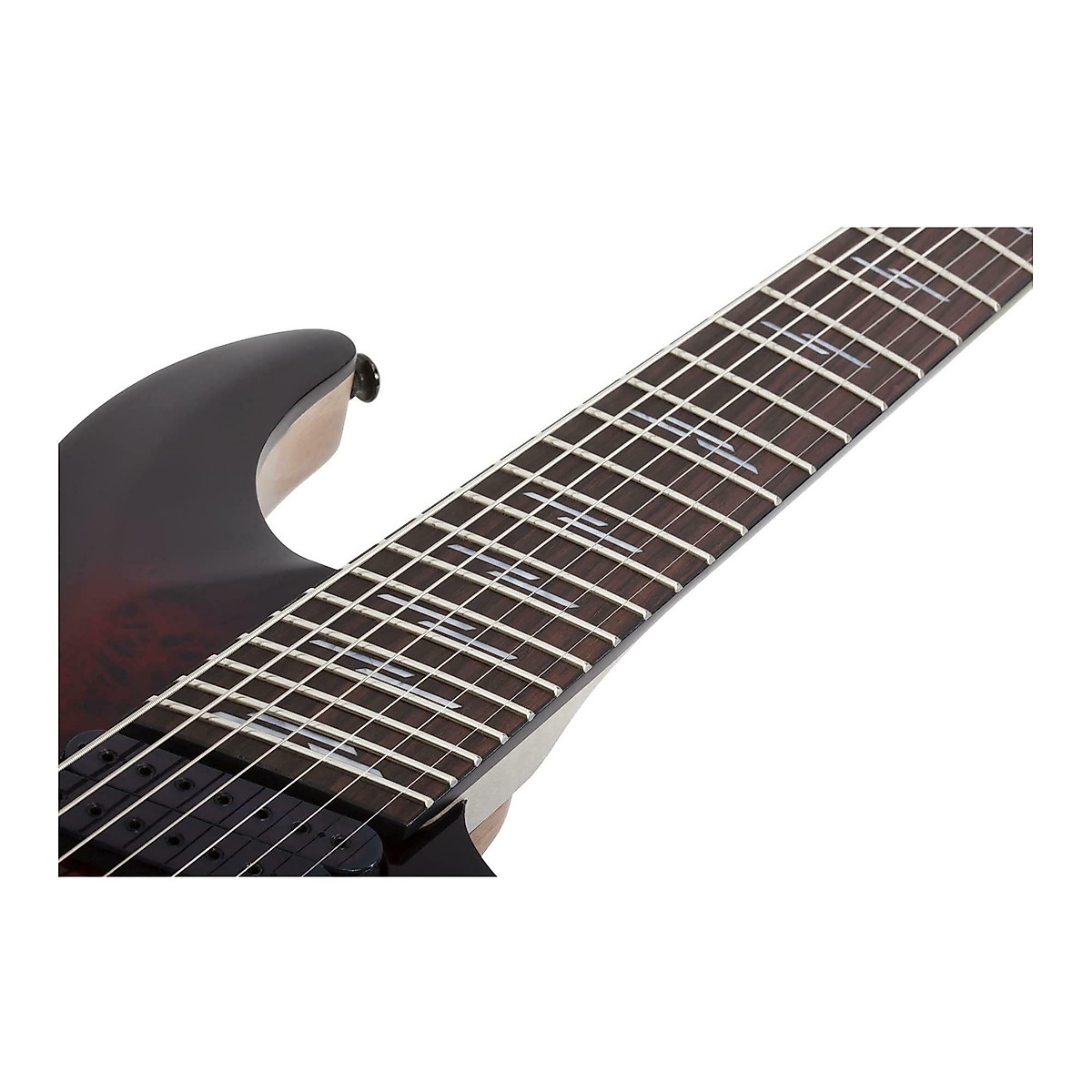 Schecter Omen Elite-7 Multiscale 7-String Electric Guitar in Black Cherry Burst with Schecter Hard Shell Carrying Case