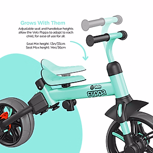 Yvolution 3 in 1 Flippa Toddler Trike, For Boys and Girls 2 to 5 Years Old, Convertible Push Tricycle, Balance Bike, With Footrest and Parent Steering, Adjustable Seat and Handlebars, Max Weight 55lbs