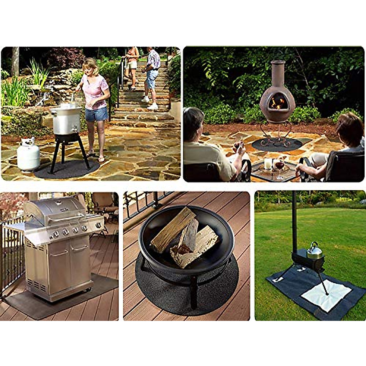 Fasmov 36 x 48 inches Under The Grill Protective Deck and Patio Mat, Under Grill Floor Mats to Protect Deck, BBQ Mat for Under BBQ, Absorbent Oil Pad Protector for Deck & Patio