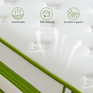 Dourxi Full Size Mattress 10 Inch, Hybrid Mattress Full with Cooling Gel Memory Foam and Pocket Spring, Organic Cotton Fabric Cover, Medium Firm Feel, 54 * 75 * 10 Inch