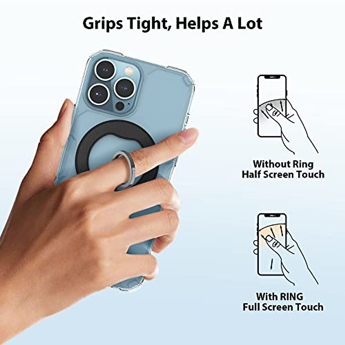 Nillkin Phone Grip (SnapGrip), Metal Phone Ring Holder Stand, Adjustable Kickstand, Adhesive Phone Gripper for Back of Phone S22 Ultra, S22, S21, for iPhone 13 Pro,Pixel 6/6A - (Classic Black)