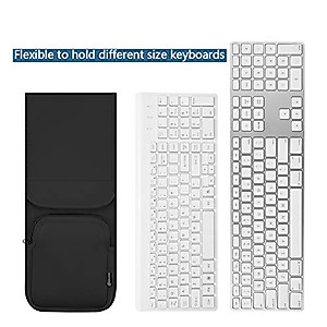 Case Star 5.9" x 15.5" Adjustable Keyboard Sleeve Travel Case for Slim Full-Size Keyboards (up to 17.7 Inches), Soft and Padded Neoprene Protective Keyboard Case with Mouse Storage Pocket (Black)