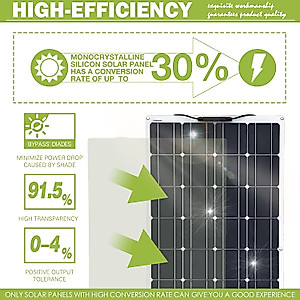 200 Watt Solar Panel Kit, 2 pcs 100 Watt Flexible Monocrystalline Solar Panel with 1pcs car Inverter and 1pcs 40A Charge Controller for 12-24V Battery Charging Car Battery Camper RV Yacht Boat