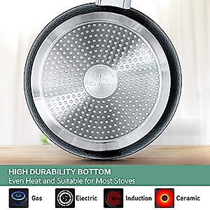 MAISON ARTS Pots and Pans Set, 15 Piece Kitchen Cookware Sets with Nonstick Granite-Coated for Induction & Dishwasher Safe, Oven, Stovetop, Black