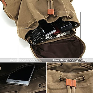 WINTMING Vintage Canvas Backpack Women Men Travel Rucksack Casual Laptop Backpack (Khaki)