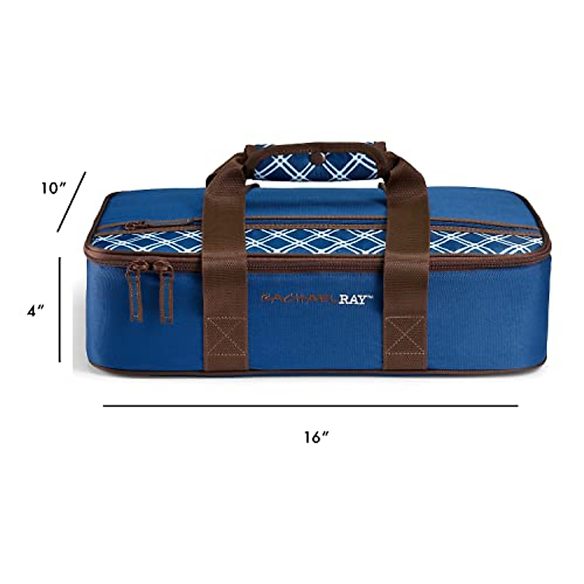 Rachael Ray Lasagna Lugger Insulated Casserole Carrier, Standard, Navy Plaid