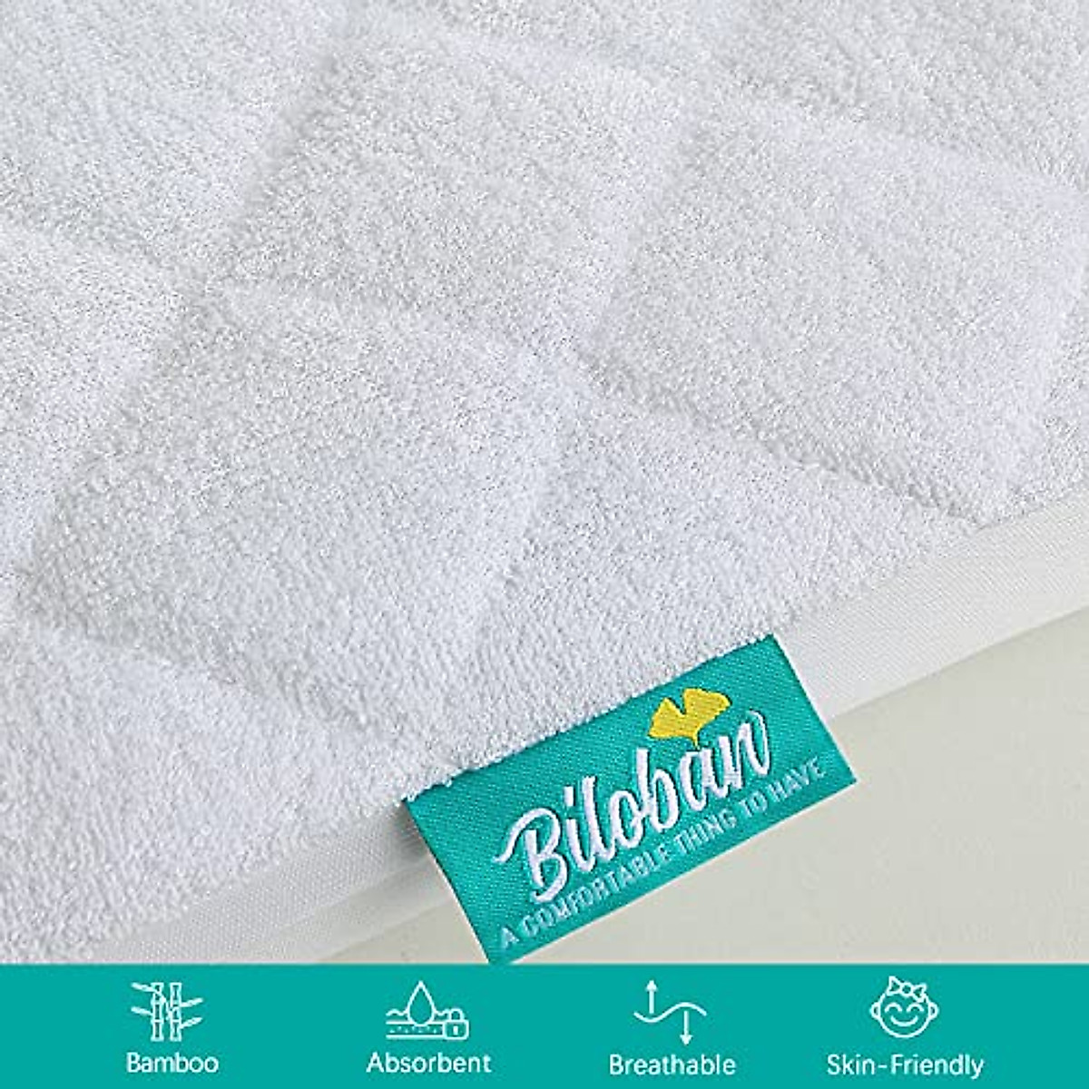 Waterproof Pack N Play Mattress Pad Protector 2 Pack, Premium Bamboo Terry Surface, Quilted Pack and Play Sheets Cover for Graco Pack N Play, Mini/Portable Crib and Foldable Playard