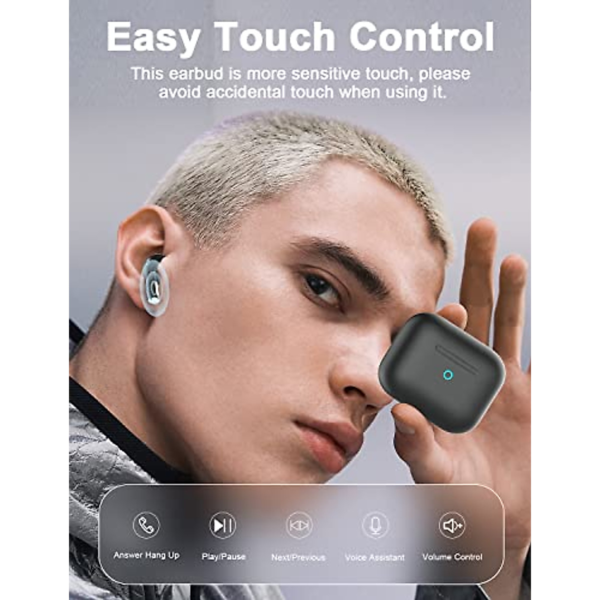 Myinnov Wireless Earbuds, Bluetooth 5.3 Ear Buds Touch Control with in-Ear Built-in Microphone Deed Bass Headphones,Premium Stereo Earphones IPX6 Waterproof Headset for Sport (Black)