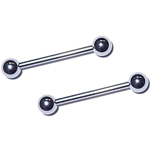 Painful Pleasures 2x 14 Gauge 14g 316L Stainless Steel Straight Barbell Tongue Nipple Ring 1/4 5/16 3/8 7/16 1/2 9/16 5/8 3/4 7/8 Pair Set of 2 (5/16" Long-3mm Ball)