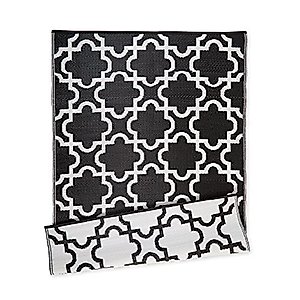 DII Reversible Outdoor Lattice Woven Rug, 4x6 Ft, Black