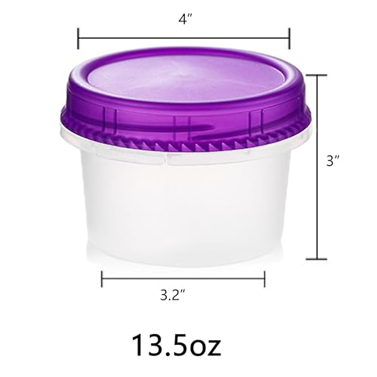 8Pack 13.6oz/400ml Plastic Containers with Twist Top Lids, Airtight Reusable Containers for Leftover Food and Soup, Frozen and Microwave Safe (Mixed Color)
