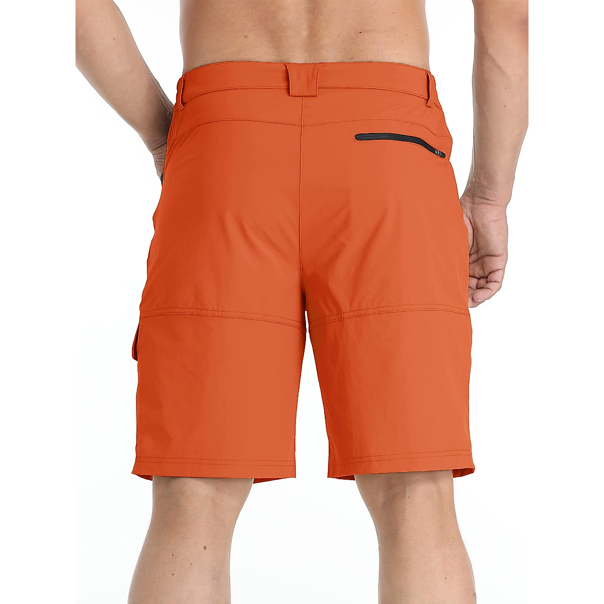 TACVASEN Mens 10" Ligtweight Hiking Outdoor Shorts Quick Dry Casual Breathable Fishing Dress Cargo Summer Shorts Orange, 34