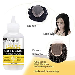 Wig Glue 1.28OZ, Waterproof Lace Front Wig Glue for Wigs with Tools and Hair Wax Stick (Wig Glue/Wig Glue Remover/Hair Wax Stick/Edge Control Wax/Elastic Band/Hair Dual Drush)
