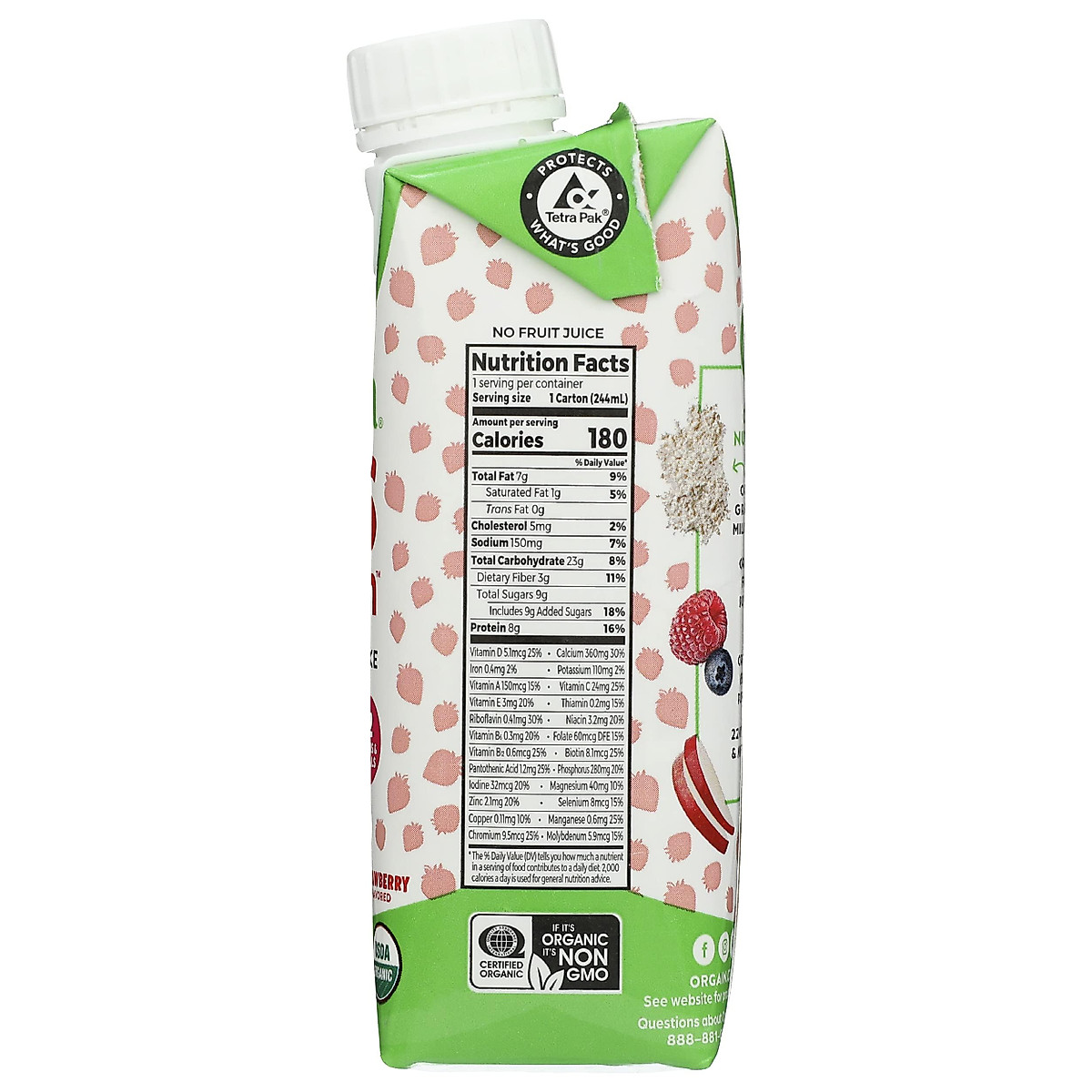 Orgain Organic Healthy Kids Strawberry Nutritional Shake, 8.25 Fluid Ounce - 12 per case.