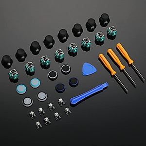 Yunsailing 37 Pcs Analog Joysticks Repair Kit Compatible with Xbox One Controllers, Include Bumper Buttons Replacement Thumbstick Hat Silicone Hat Covers with Screwdriver Repair Parts [video game] [video game]