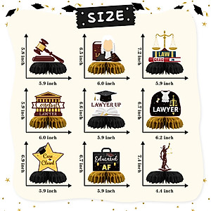 INNORU Lawyer Graduation Table Honeycomb Centerpieces, Congrats Lawyer Grad Party Table Toppers Law School Graduation Decoration Supplies Lawyer Grad Sign Table Centerpieces 9 PCS