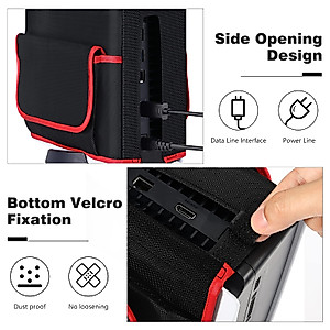 TiMOVO Dust Cover for PS5 Console, Soft Lining Dust Guard for Playstation 5 Console Digital Edition & Regular Edition, Waterproof Protective Sleeve with Game Disc & Controller Storage Pocket, Black