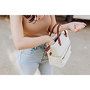 PICNIC TIME ONIVA - a brand - Urban Lunch Bag, Cooler Lunch Tote, Insulated Lunch Bag, (Beige with Brown Accents), 9.75 x 5.5 x 10.1