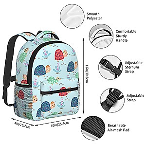 KiuLoam Colorful Cartoon Turtle Kids Backpacks For Toddler Boys And Girls Preschool Backpack With Chest Strap 12 Inch