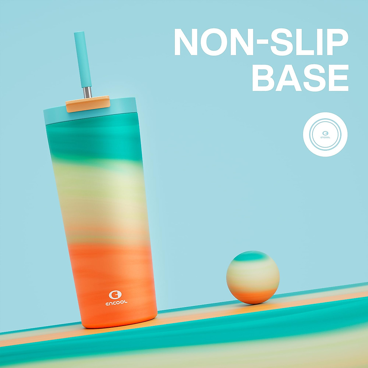 ENCOOL 24 oz Insulated Tumbler with Lid and Straw, 100% Leakproof Travel Coffee Mug, Stainless Steel Coffee Tumbler, Keeps Cold for 24 Hours or Hot for 8 Hours, Car Cup Holder Friendly (Avenue)