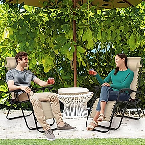 MoNiBloom Zero Gravity Chairs Set of 2 Outdoor Folding Patio Lounge Chairs for Outside Reclining Lawn Chairs Recliner Beach Chairs for Adults, Cream