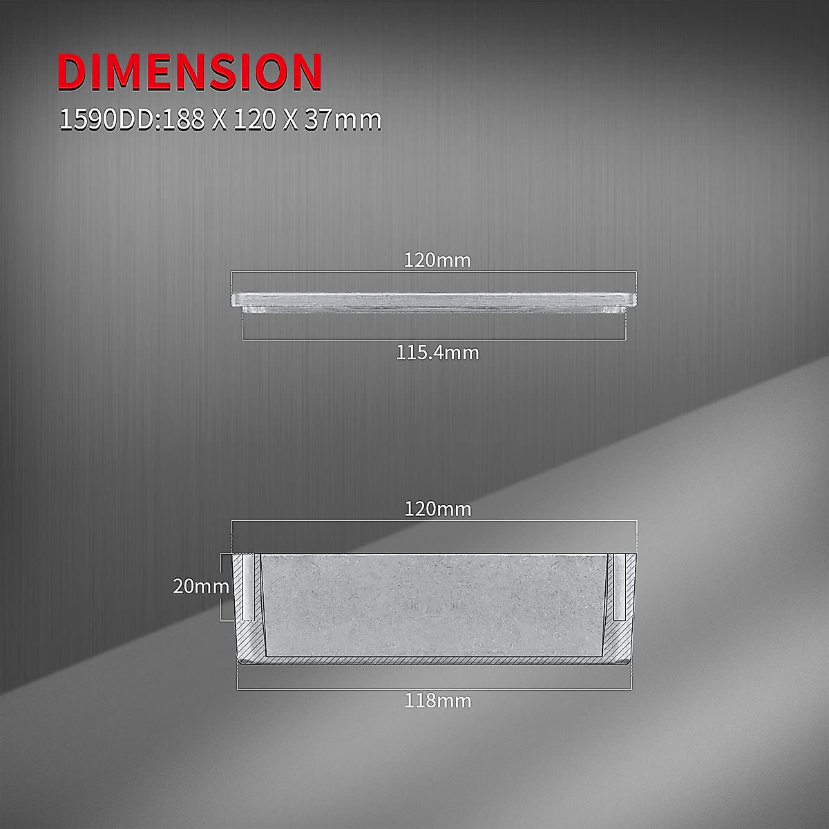 DaierTek 1590DD Guitar Effect Pedal Stomp Box Enclosure Diecast Metal Aluminum 7.40" X 4.70" X 1.46" Inches 188mm X 120mm X 37mm Housing Size