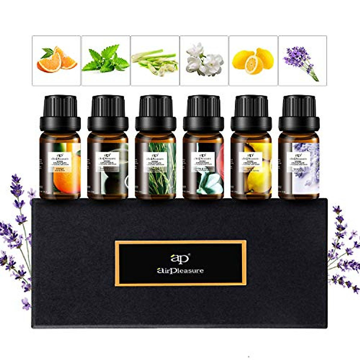 ap airpleasure Water-Based Purifier Air Washer, Revitalizer with 6 Colorful lights- Plus Lavender, Orange, Citronella,Lemon, Breathe Easy, Jasmine & Camellia, 10ml Each