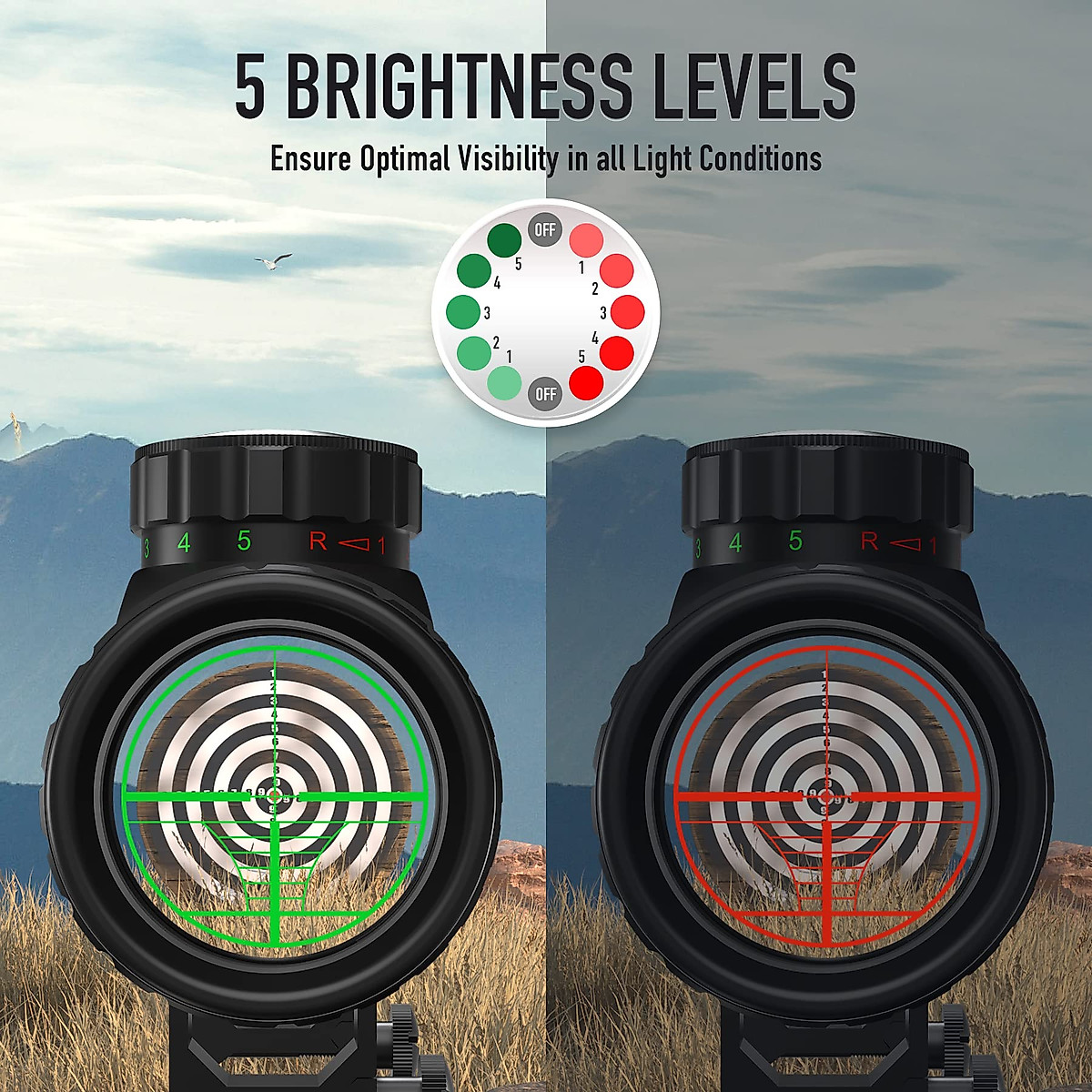 Pinty 3-9X40 Red Green Rangefinder Illuminated Optical Rifle Scope