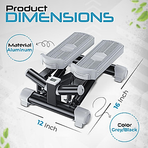 CLIÕ Advanced Twist Motion Mini Stair Stepper Exercise Equipment, Portable Small Stair Steppers for Exercise At Home, Resistance Bands & Mat - Hydraulic Fitness Stair Climber, 350lbs Weight Capacity