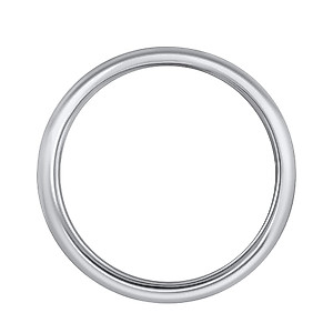 FINEROCK 14K White Gold 4mm Plain Wedding Band (Ring Size 7)