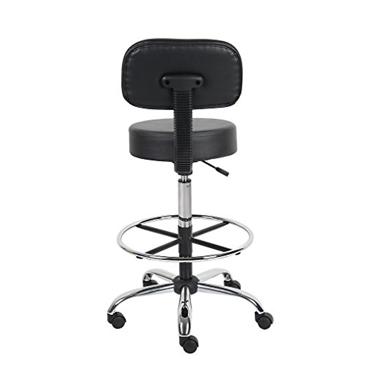 Boss Office Products B16245-BK Be Well Medical Spa Drafting Stool with Back, Black