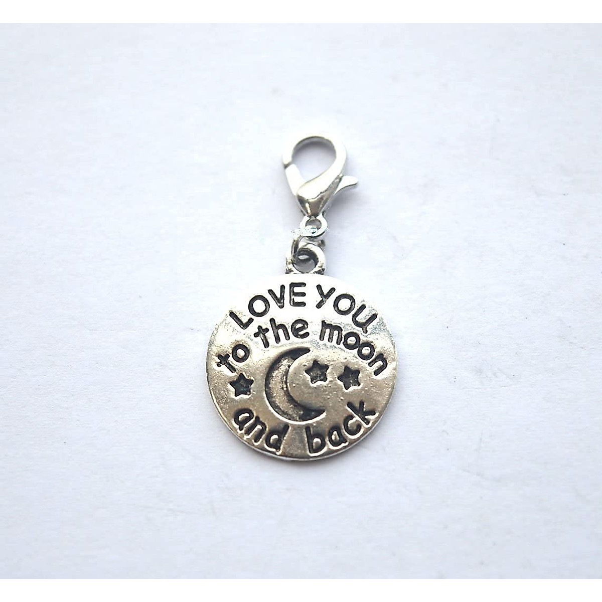 I Love You to The Moon and Back Charm,Charm Dangle,Zipper Pull,Handmade Zipper Pull,Charm, Planner Charm, Charm Bracelet, Purse Charms Backpack Charm, Zipper Charm