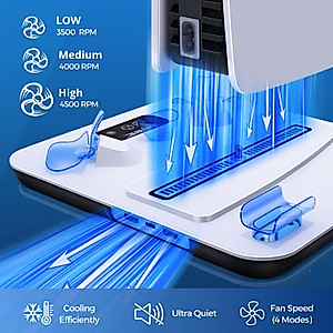 TNP Cooling Stand for PlayStation 5 with Cooling Fan & Charging Station - 4 Speed Modes Cooling Fan for PS5, Multiple Controller Charger Stand for PS5 Controllers, Display Stand for PS5 Headset