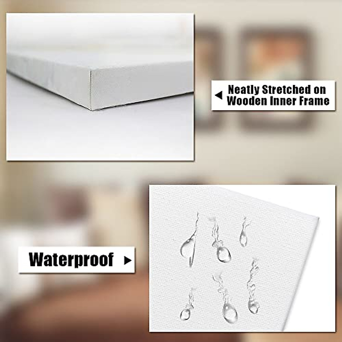 Creoate Navy Blue Wall Art for Bathroom Decor, 2 Pieces Abstract Flower Painting Canvas Print Artwork Framed Set Blue and white Wall Decor for Bedroom…