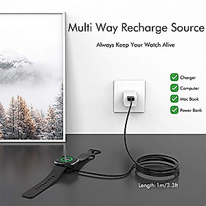 EUCARLOS 2 Pack Charger Cable Compatible with Sense/Sense 2/Versa 4/Versa 3, 3.3Ft Replacement USB Charging Cable Dock Stand Sturdy Power Cord for Sense/Sense 2/Versa 4/Versa 3 Smartwatch