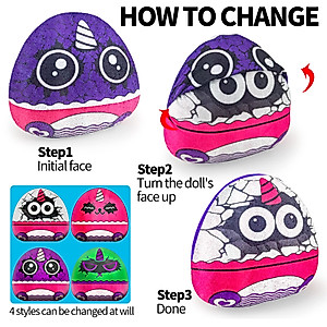 Plush Toy, 9" Soft Plush Toy Doll Plushie, Reversible Stuffed Animals 4 Sided Flip Mood Plushie Surprise Toy, Fidget Sensory Toys for Kids Boys Girls Chirstmas Gift