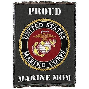 Pure Country Weavers US Marine Corps - Proud Mom Emblem Blanket - Gift Military Tapestry Throw Woven from Cotton - Made in The USA (72x54)